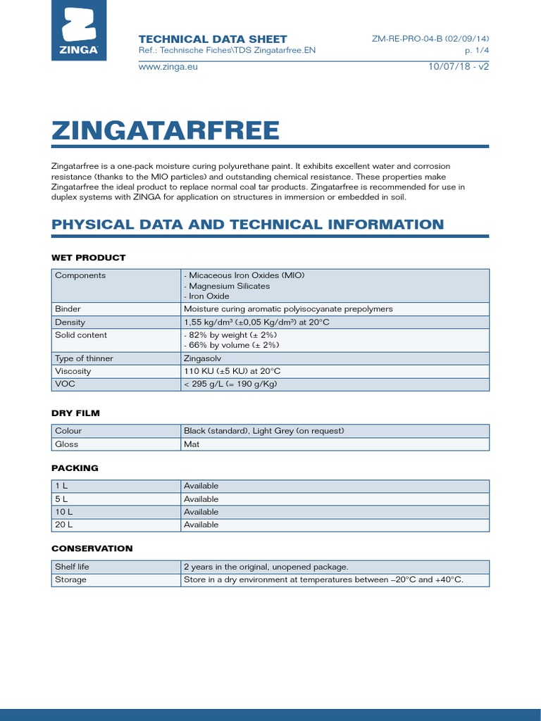 TDS Zingatarfree en 2 | PDF | Paint | Chemical Substances