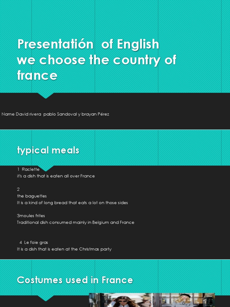 Presentatión of English We Choose The Country of France: Name David ...