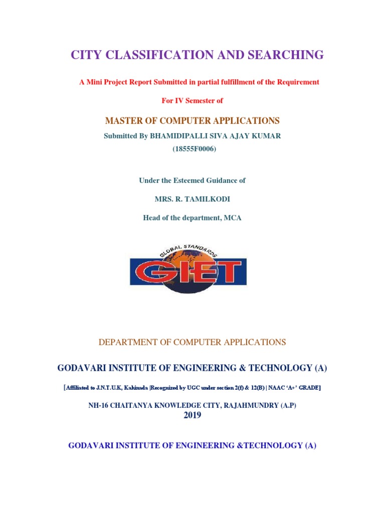 City Classification Project Report | PDF | Computing And Information ...