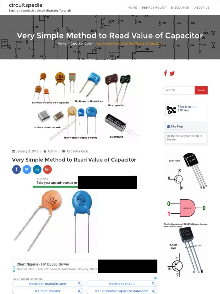 How To Read Capacitor Code Value - Ceramic Capacitor Code Chart ...