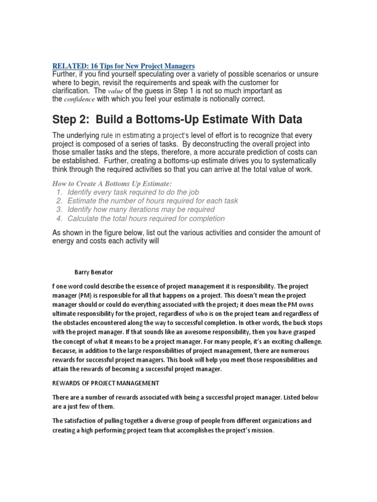 Step 2: Build A Bottoms-Up Estimate With Data: RELATED: 16 Tips For New ...