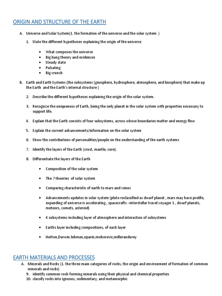 Origin and Structure of The Earth | PDF | Rock (Geology) | Geology