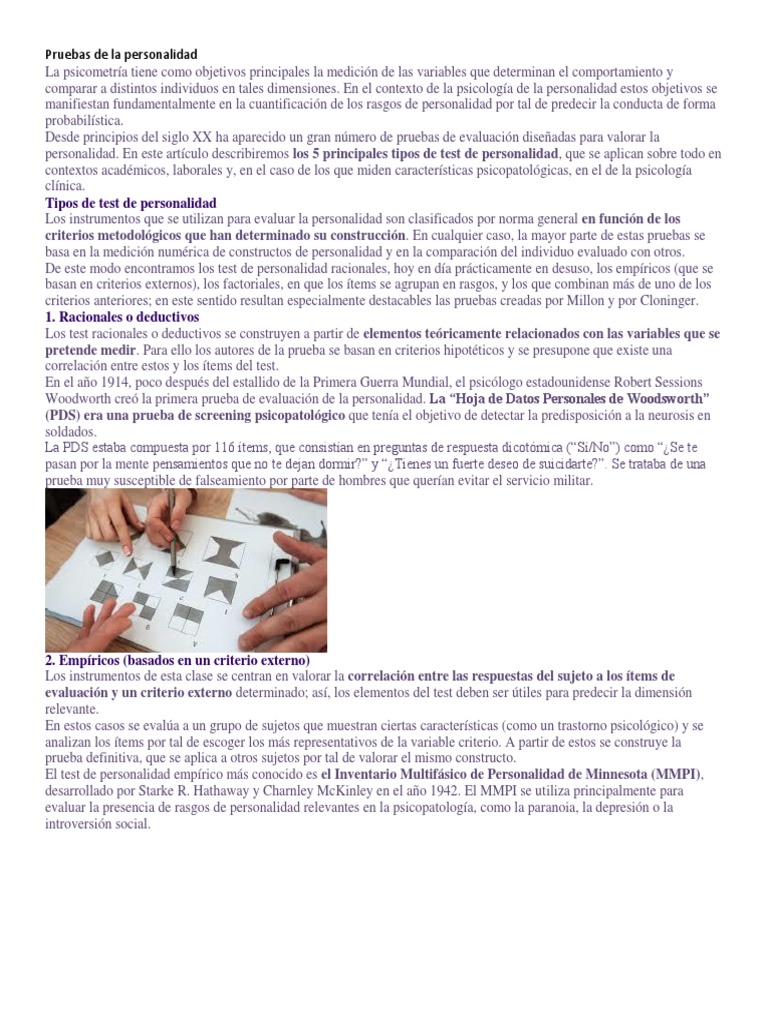 Pruebas de La Personalidad | PDF | Medición | Sicología