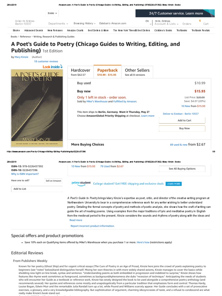 A Poet's Guide To Poetry (Chicago Guides To Writing, Editing, and ...