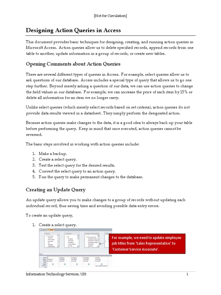 Designing Action Queries in Access 2010 | PDF | Information Retrieval | Databases