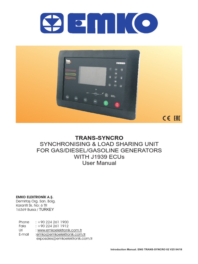 Synchronising & Load Sharing Unit For Gas/Diesel/Gasoline Generators ...