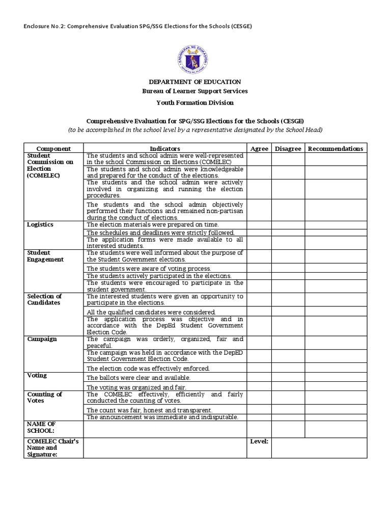 Cesge Form Template | PDF | Elections | Evaluation