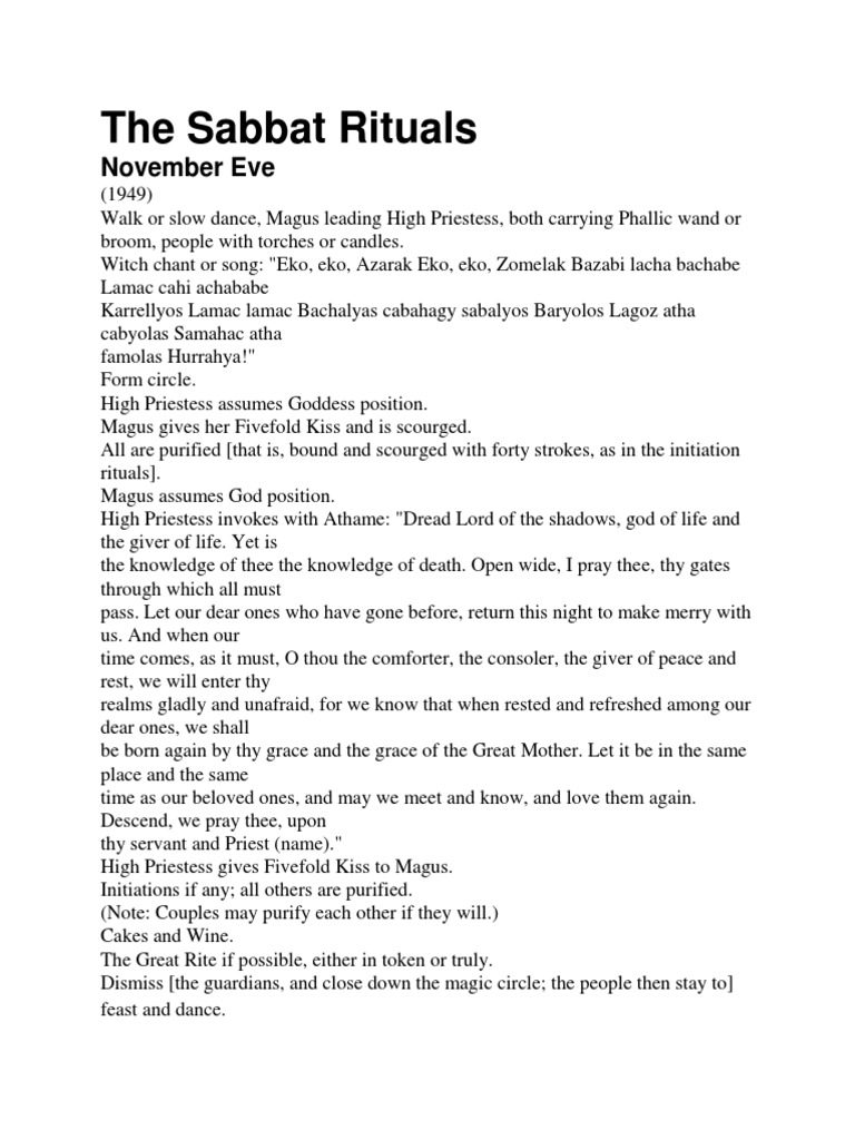 The Sabbat Rituals: November Eve | PDF