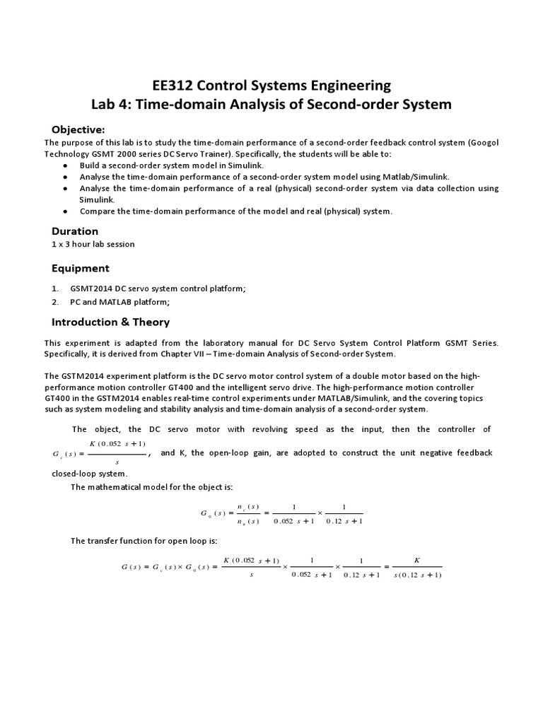 Time-Domain Analysis of Second-Order Systems | PDF | Servomechanism ...