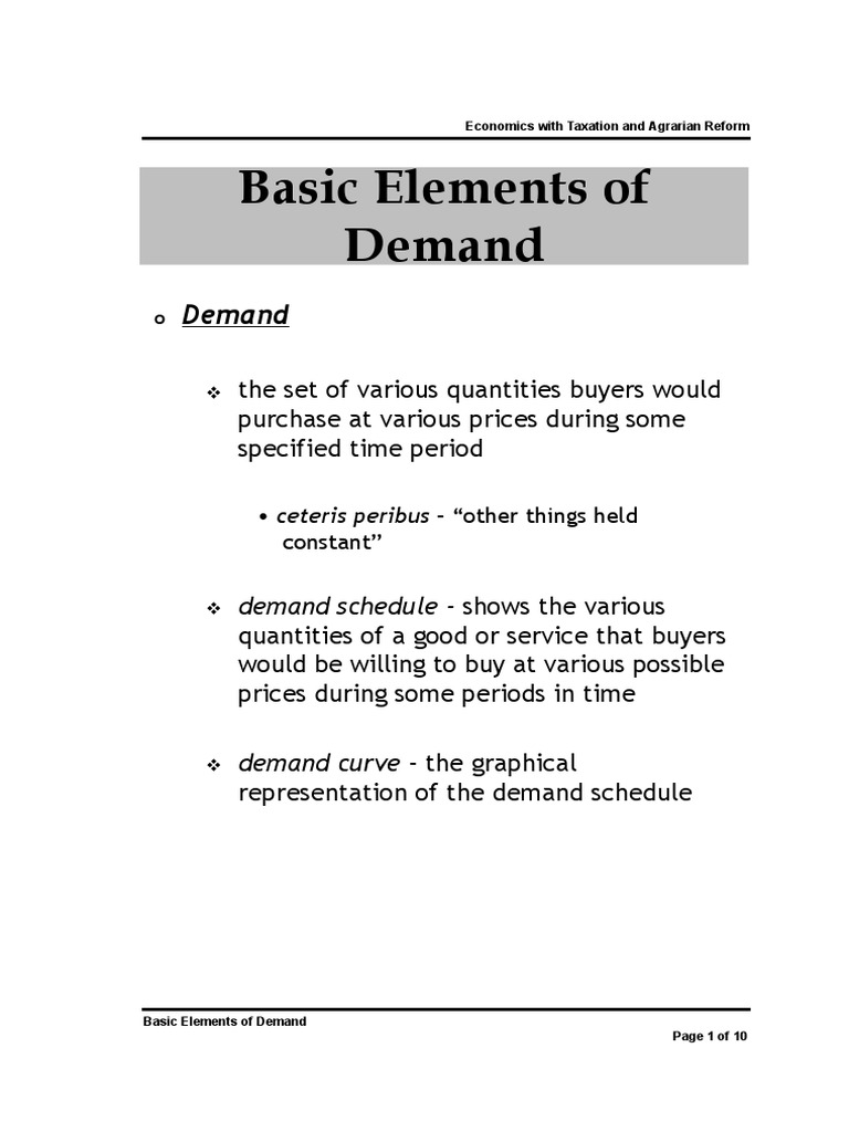 Week 2 Session 5 Basic Elements of Demand Slides 1 10 | PDF | Supply ...