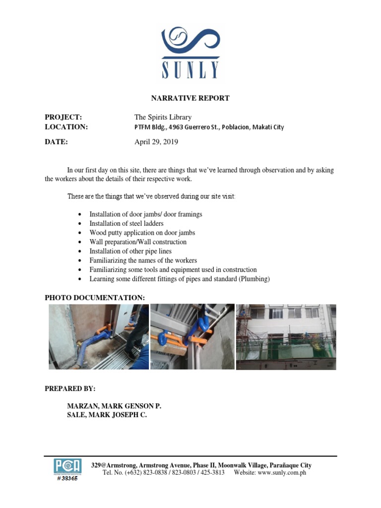 Narrative Report TSL - 1 | PDF