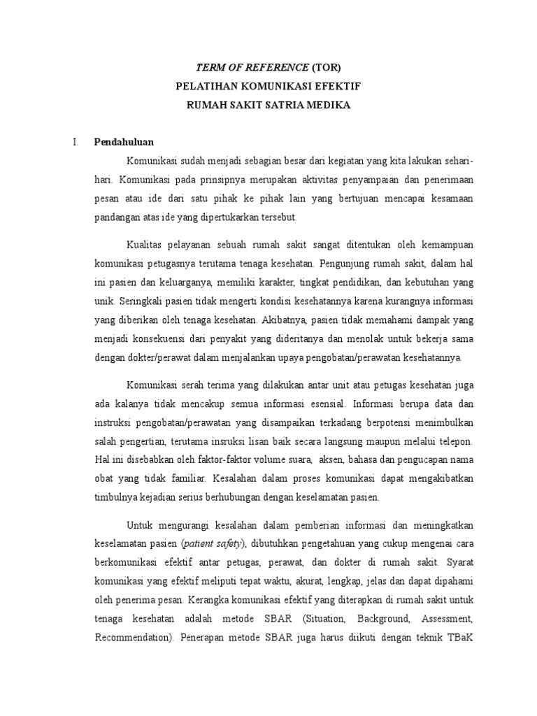 TOR Diklat Komunikasi Efektif | PDF