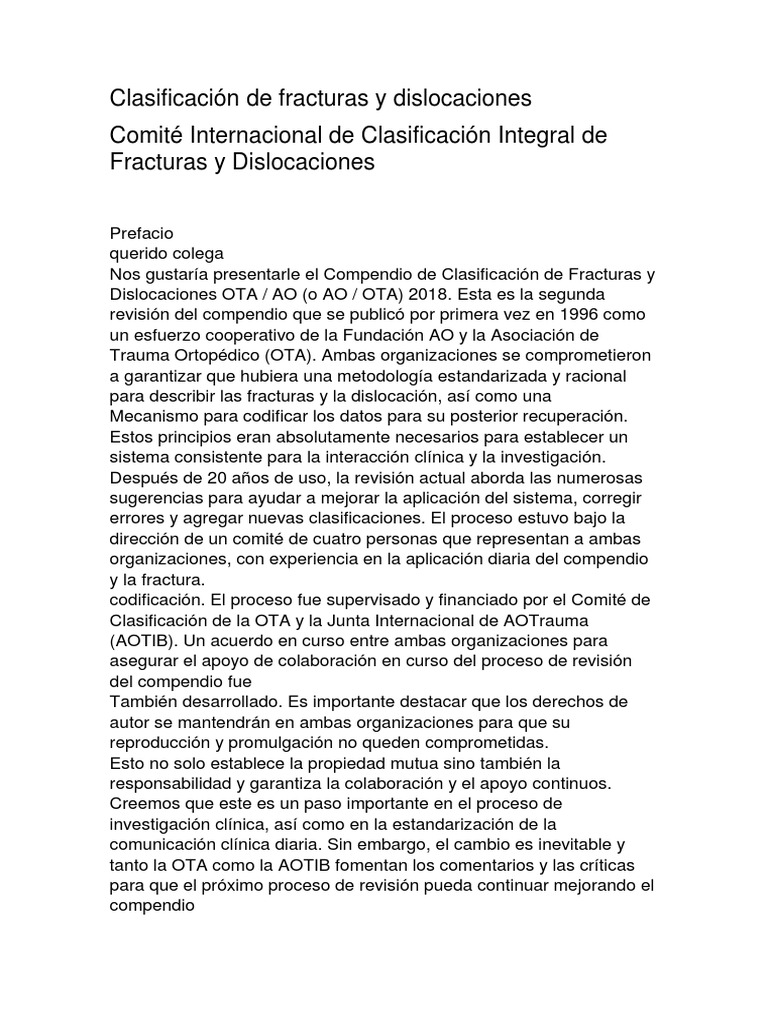 Clasificación de Fracturas y Dislocaciones | PDF