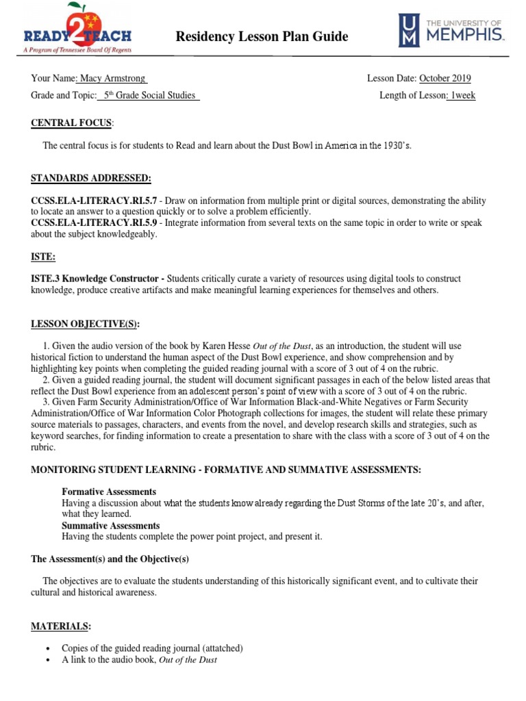 Residency Lesson Plan Guide | PDF | Learning | Behavior Modification