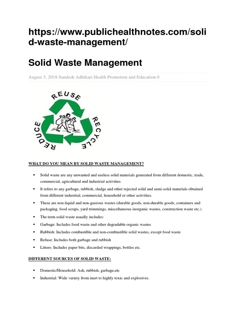 Solid Waste Management | PDF | Municipal Solid Waste | Waste Management