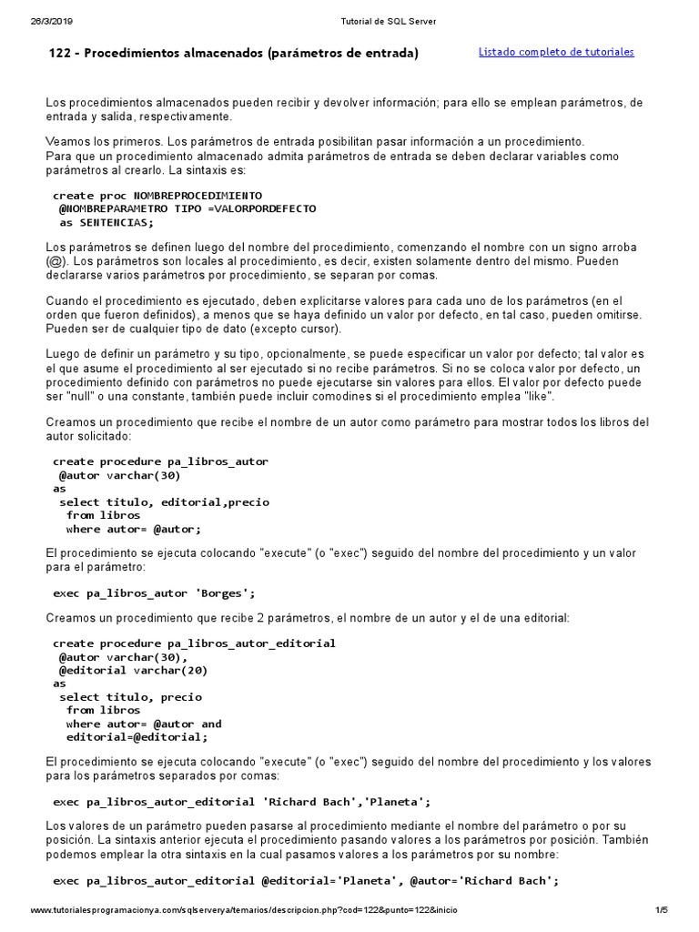 SQL Ya Tutorial de SQL Server | PDF | SQL | Servidor SQL de Microsoft SQL Ya Tutorial de SQL Server | PDF | SQL | Servidor SQL de Microsoft