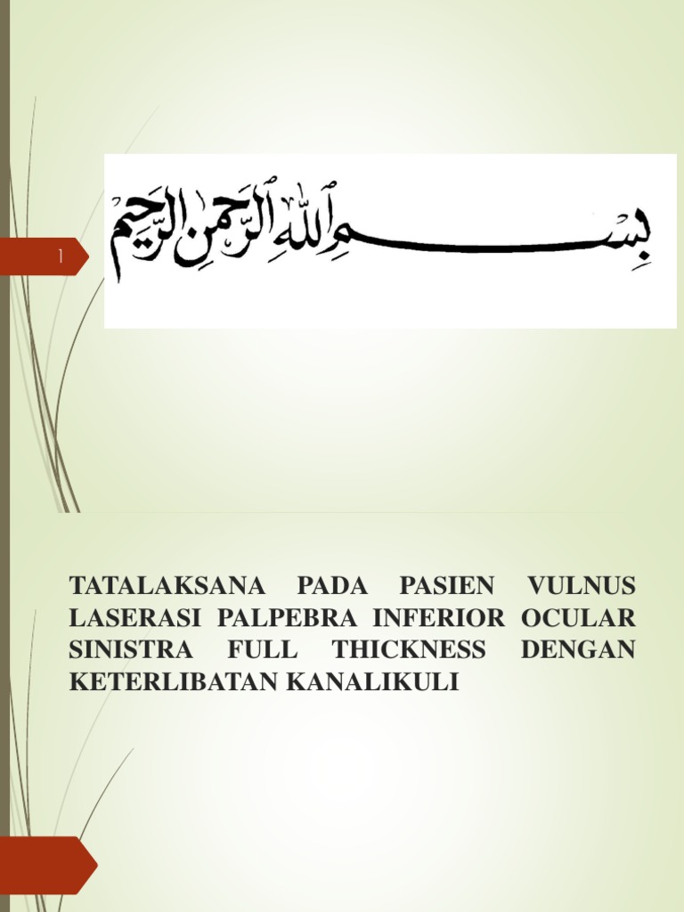 Vulnus Laserasi Palpebra | PDF | Traumatology | Ophthalmology