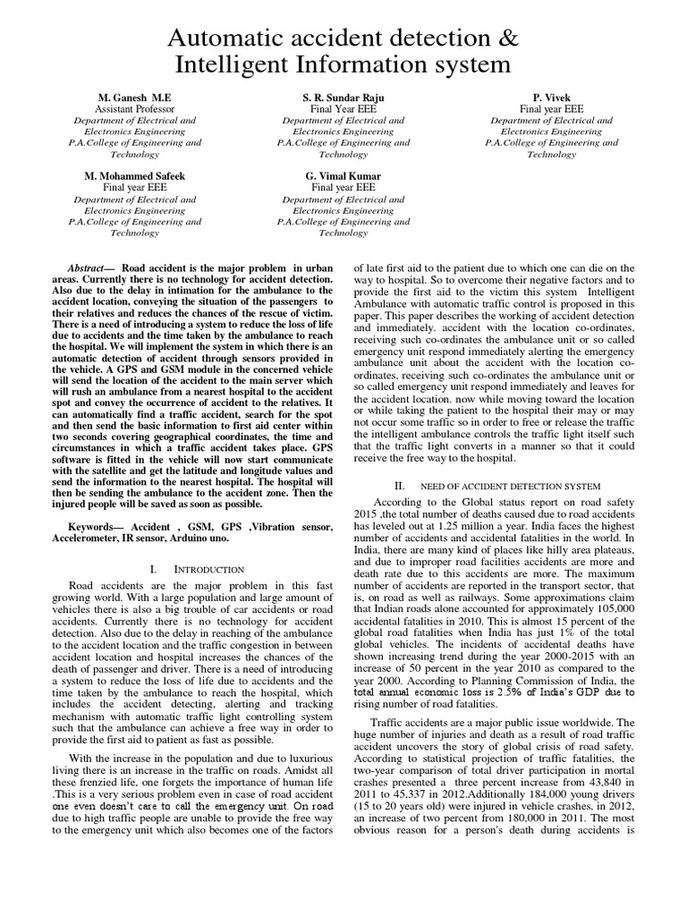 Automatic Vehicle Accident Detection & Intelligent Information System ...