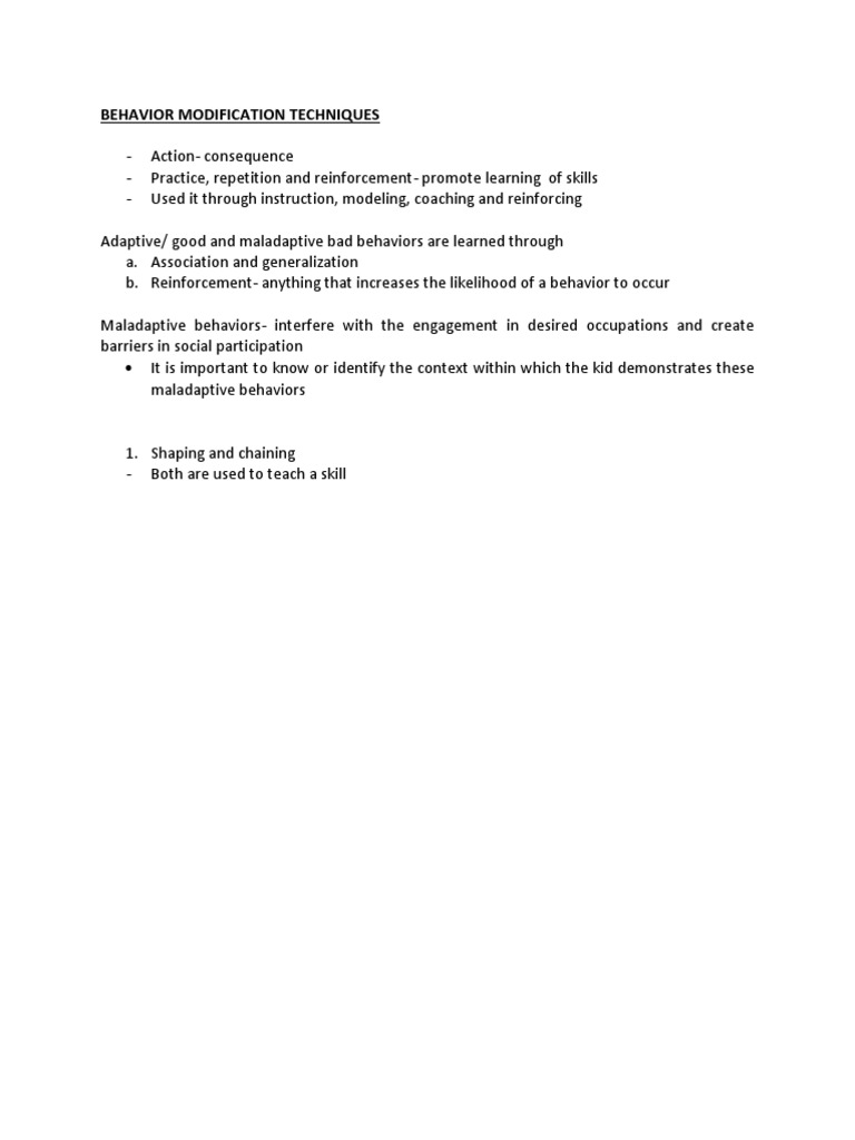 Behavior Modification Techniques | PDF