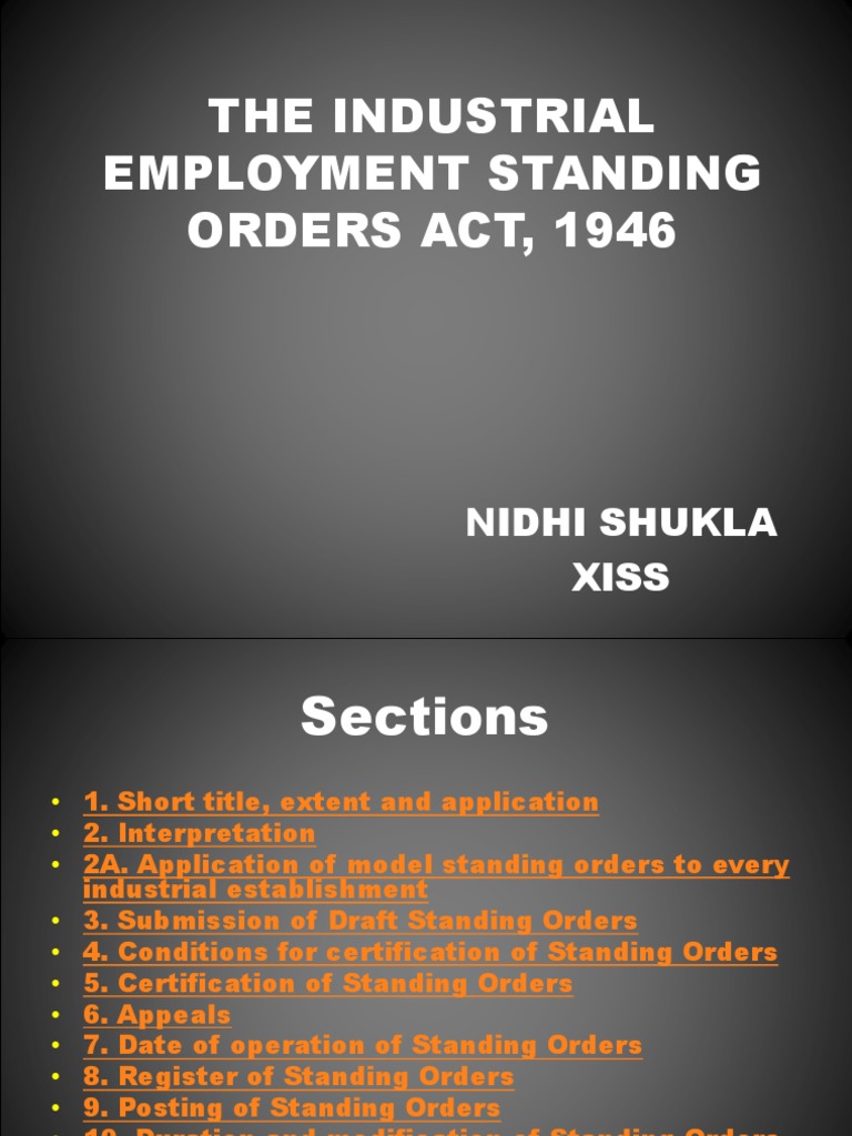 The Industrial Employment Standing Orders Act, 1946 | PDF ...