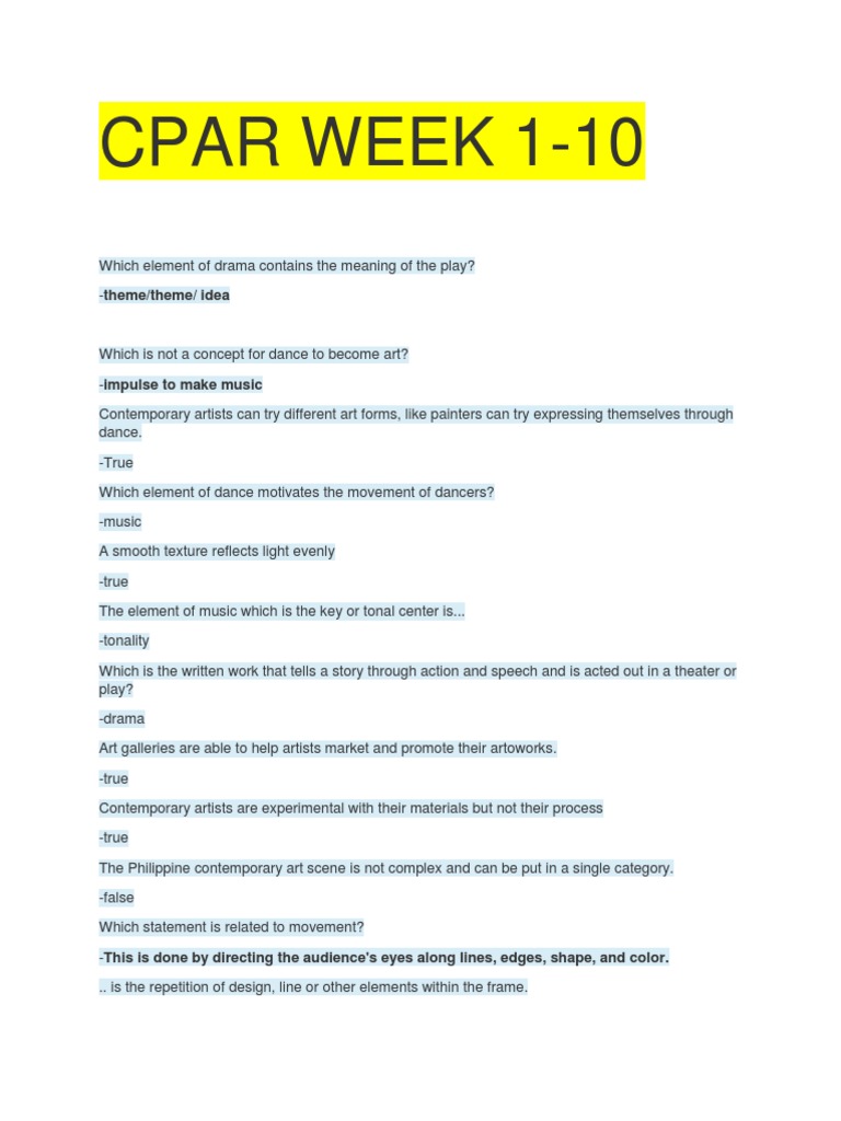 Cpar Week 1-10 | PDF | Composition (Visual Arts) | Paintings