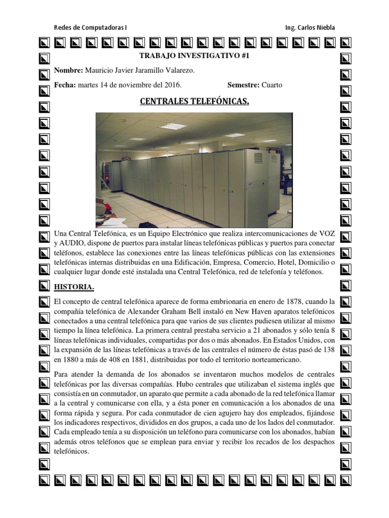 Historia y Funcionamiento de Centrales Telefónicas | PDF | Central ...