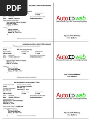 Car Insurance Card Sample