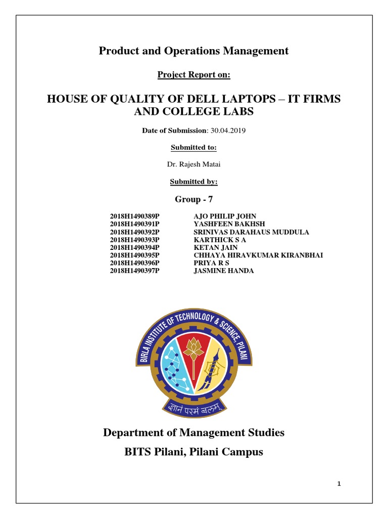 House of Quality of Dell Laptops | PDF | Dell | Laptop