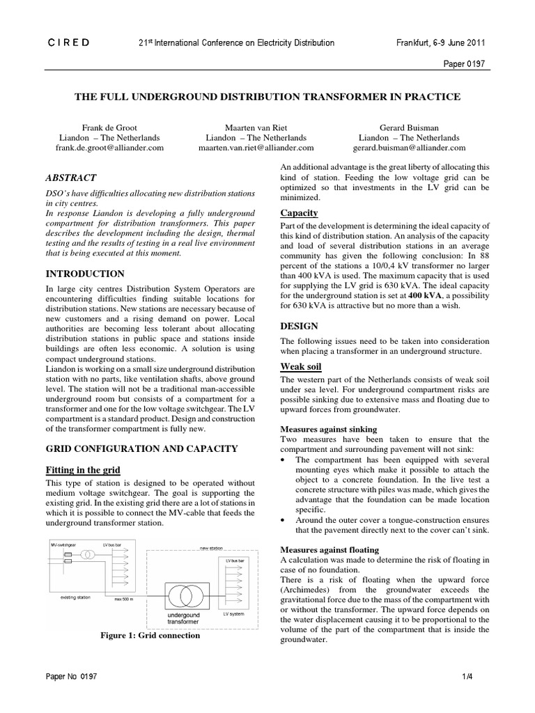 The Full Underground Distribution Transformer in Practice: Cired Cired ...