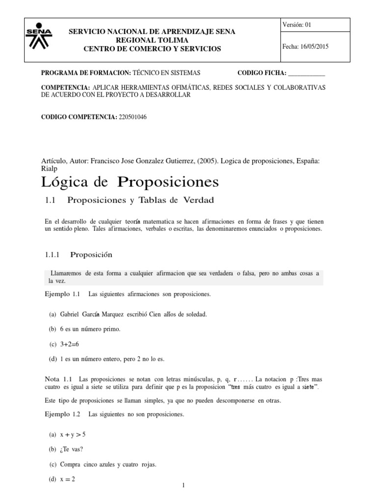 Logica de Proposiciones - ET1 | PDF | Proposición | Consecuencia Lógica