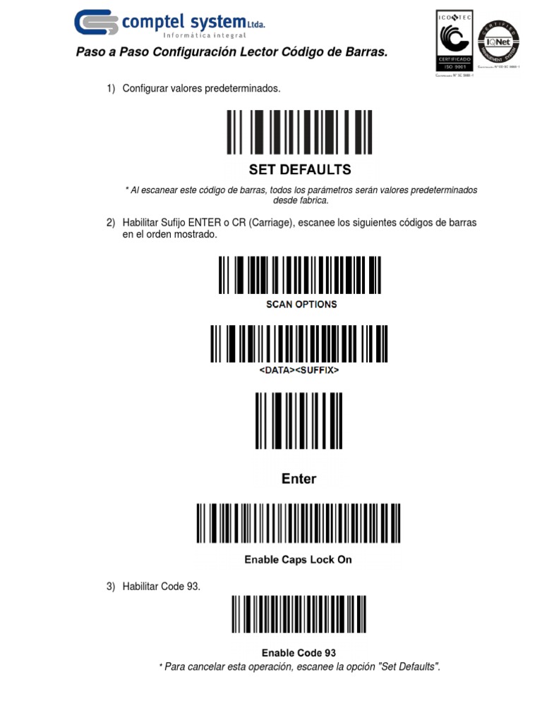 Guía paso a paso para configurar un lector de códigos de barras con valores predeterminados ...