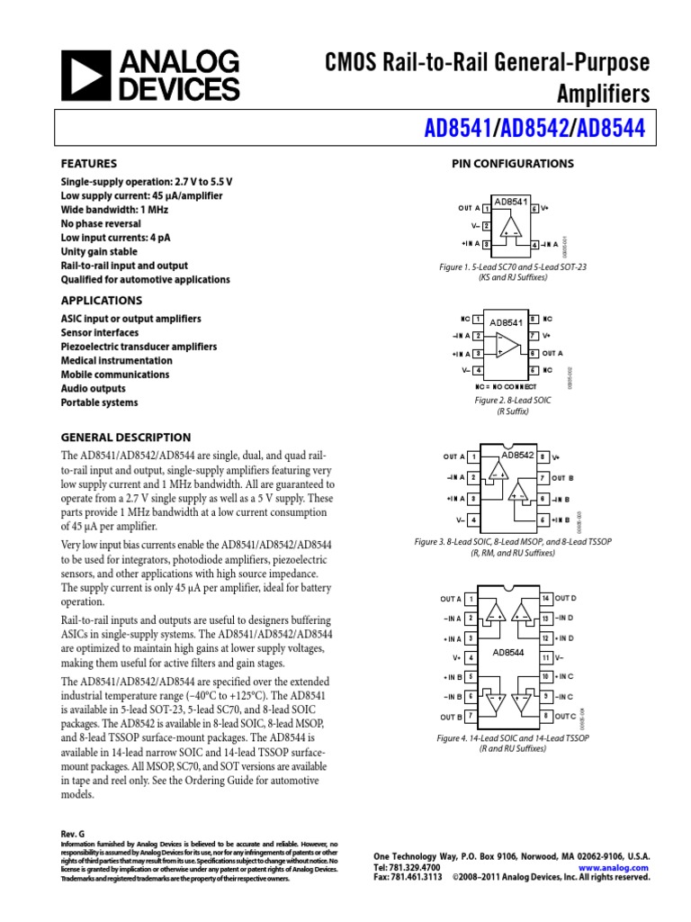 Ad8541 8542 8544 PDF | PDF | Amplifier | Power Supply