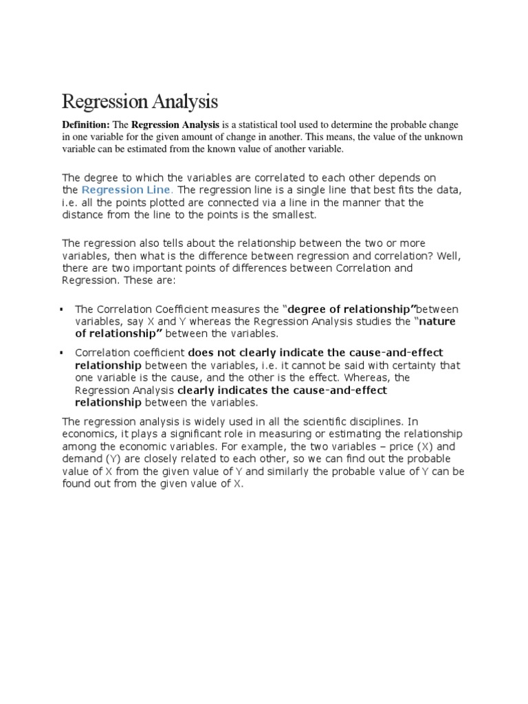 Regression Analysis: Definition: The Regression Analysis Is A ...