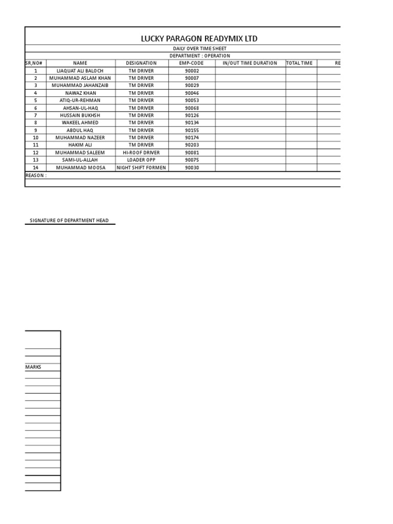 Over Time Sheet | PDF