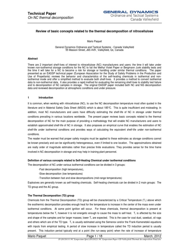 Paquet Evaluation of Shelf Lifes of NC | PDF | Temperature | Shelf Life