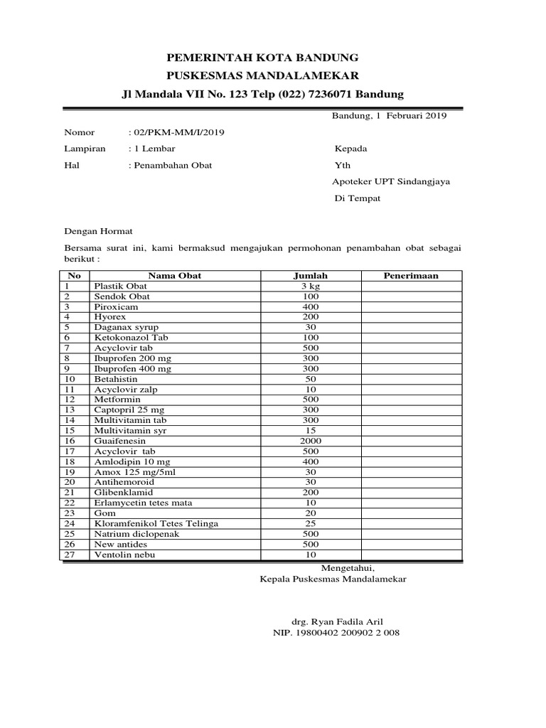 Form Permintaan Obat Feb Print TB | PDF