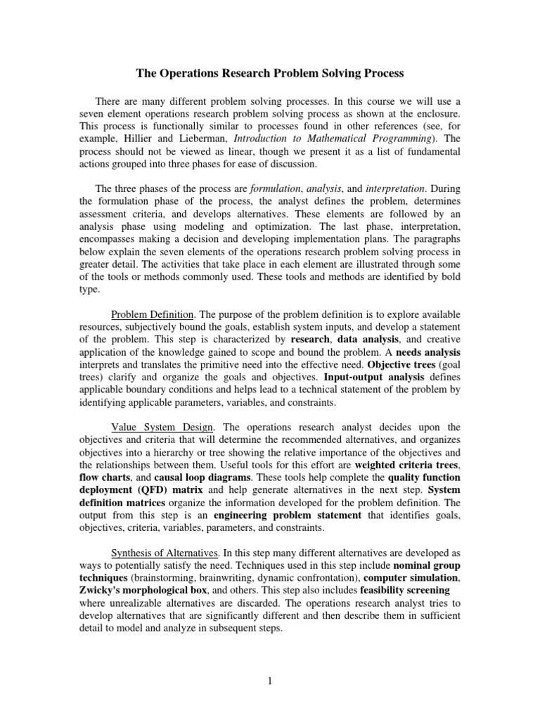 Problem Solving Process PDF Mathematical Optimization Data Analysis