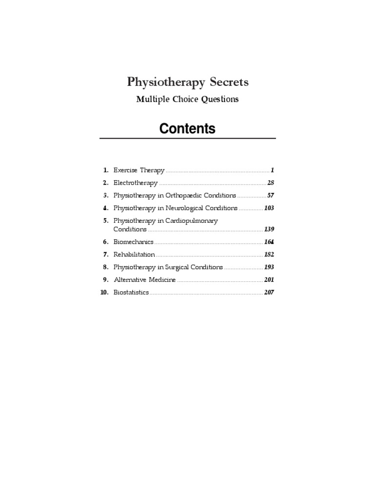Physiotherapy Secrets: Multiple Choice Questions | PDF