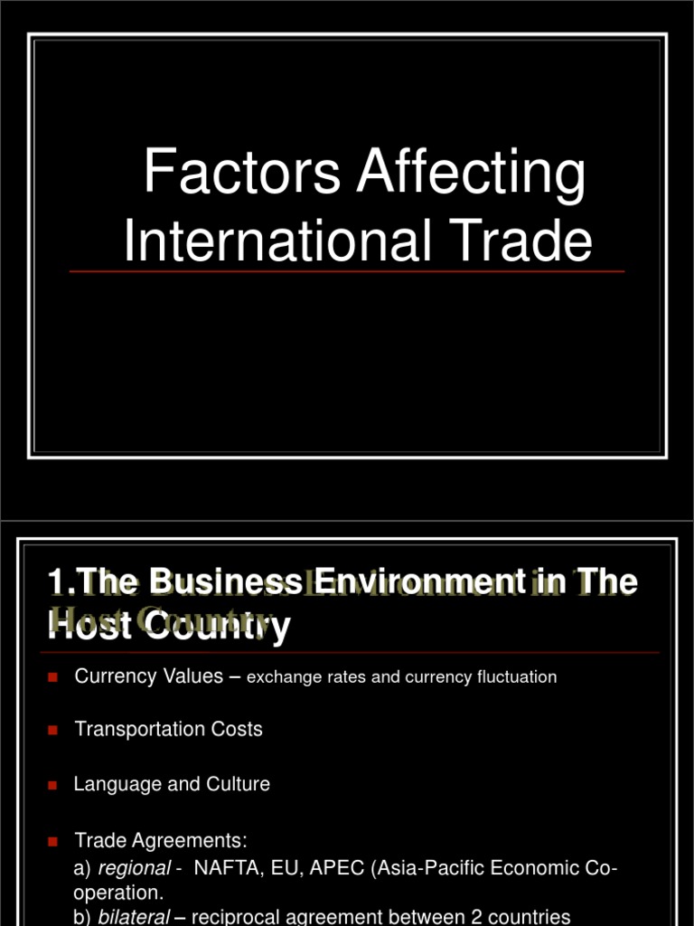 Factors Affecting: International Trade | PDF | Exchange Rate | North ...