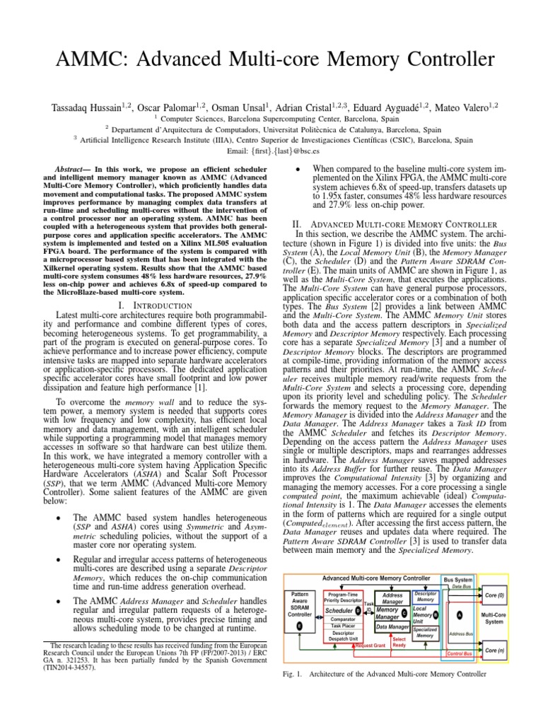 AMMC Advanced Multi-Core Memory Controll | PDF | Multi Core Processor ...