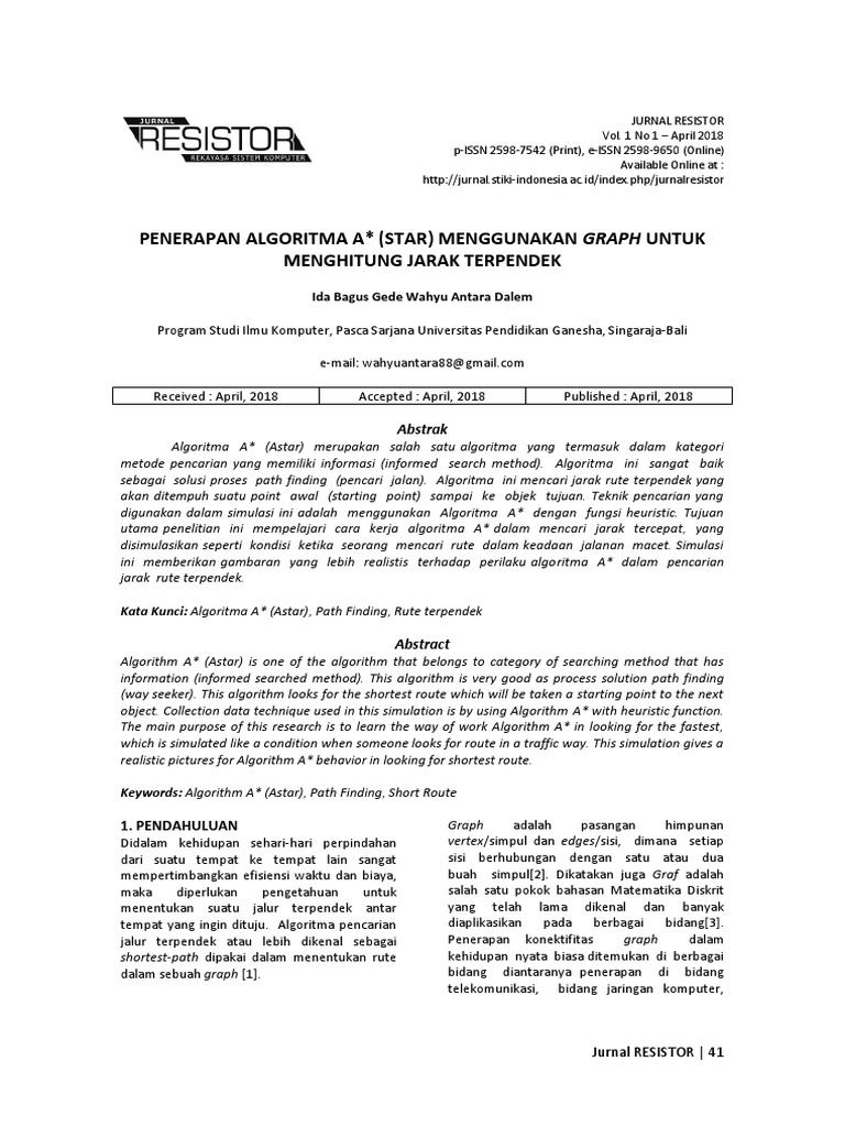 Penerapan Algoritma A Star Menggunakan G Fa0b1902 | PDF