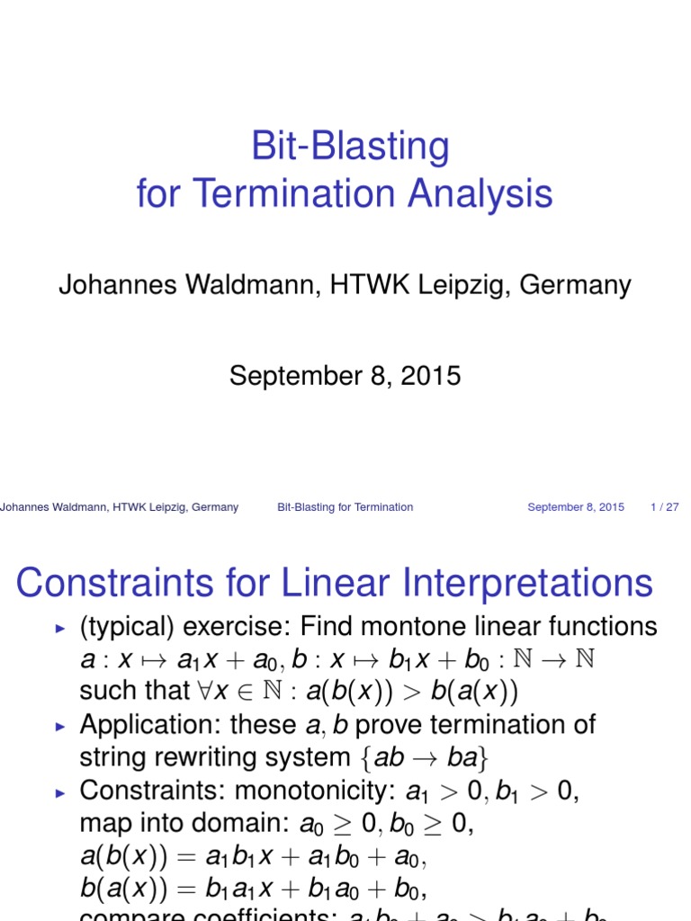 Bit-Blasting For Termination Analysis | PDF | Matrix (Mathematics ...