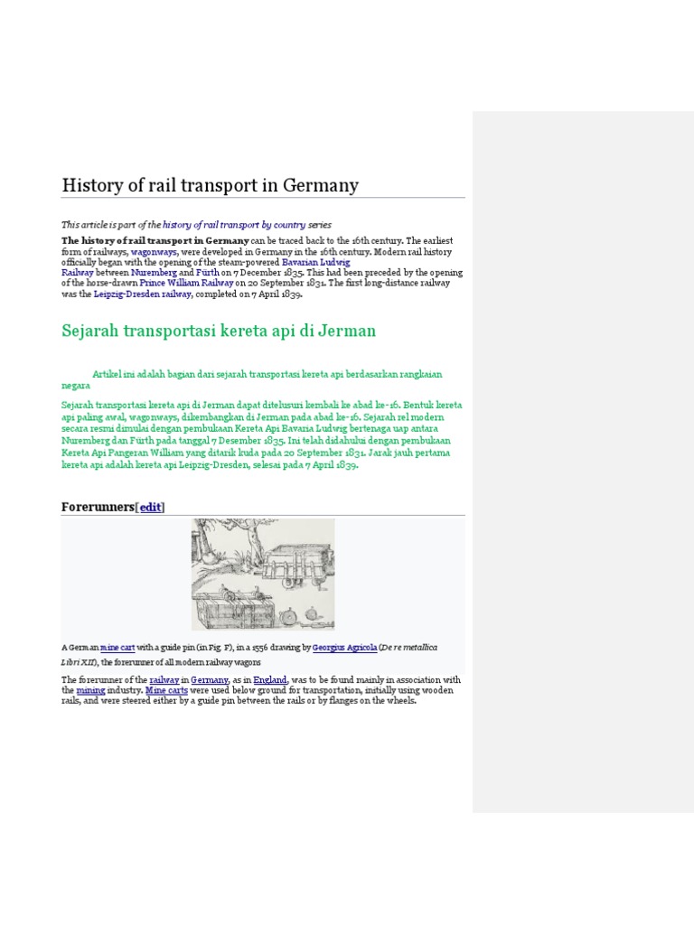 Sejarah Kereta Api Di Jerman | PDF | Wagonway | Rail Transport