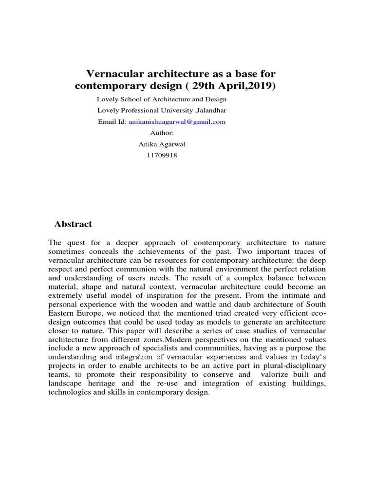 Vernacular Architecture As A Model For Contemporar | PDF | Building ...