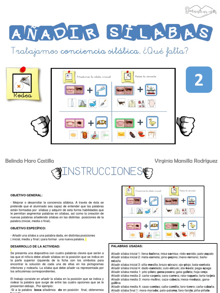 Conciencia Silabica Añadir Silabas 2 | PDF | Palabra | Sílaba