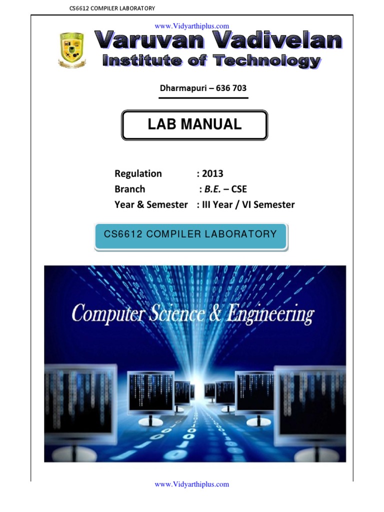 Lab Manual: Regulation: 2013 Branch: B.E. - CSE Year & Semester: III ...