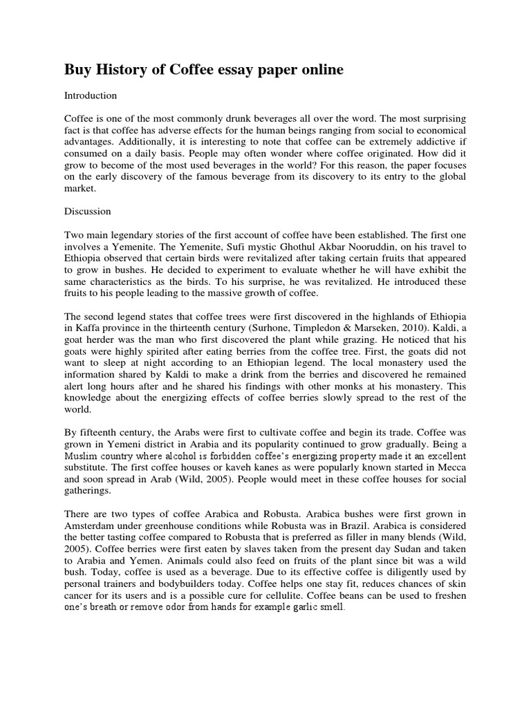 Buy History of Coffee Essay Paper Online | PDF | Coffee | Drink