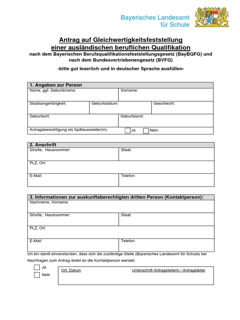 Antrag Auf Feststellung Der Gleichwertigkeit PDF | PDF