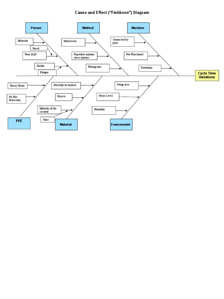 Cause and Effect ("Fishbone") Diagram: Person Method Machine | PDF