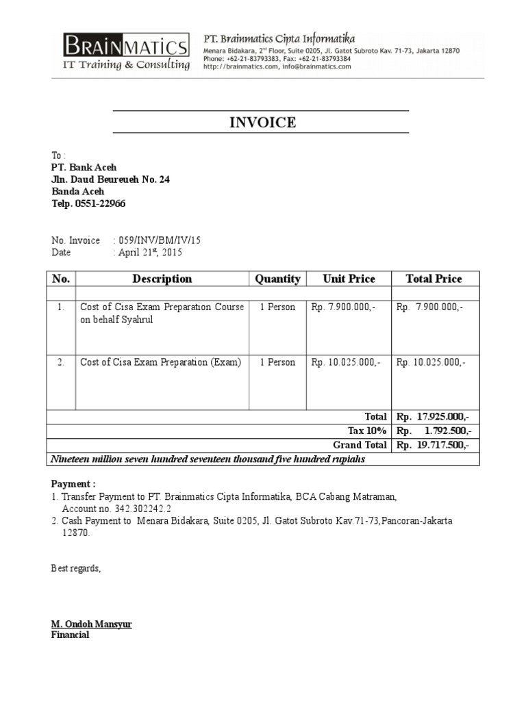 bm-finance-invoice-PT. Bank Aceh | PDF